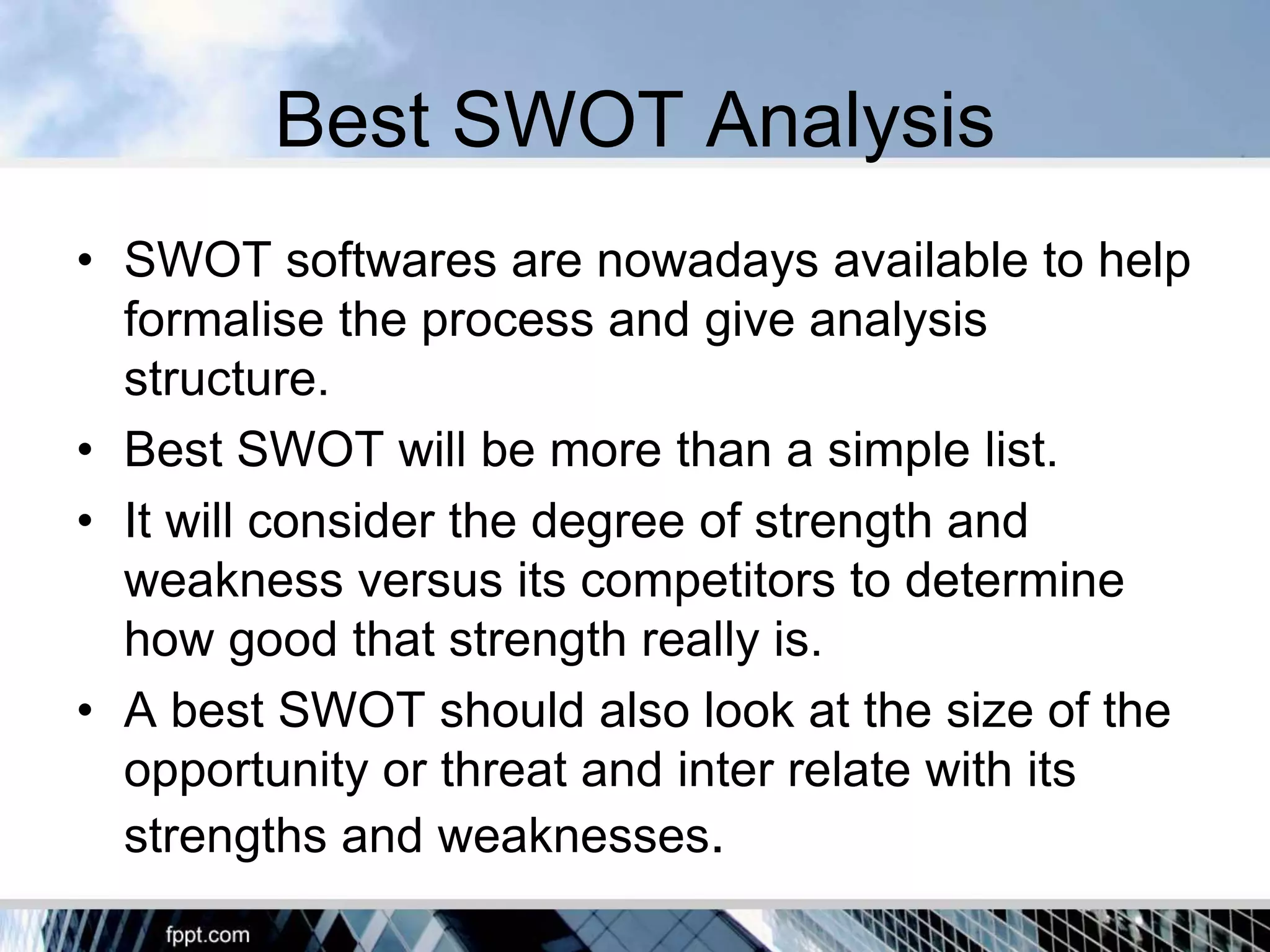 Fundamentals of management - SWOT & TOWS Analysis | PPTX