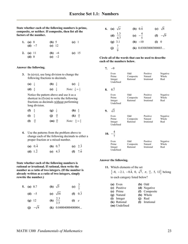 Fundamentals of math | PDF