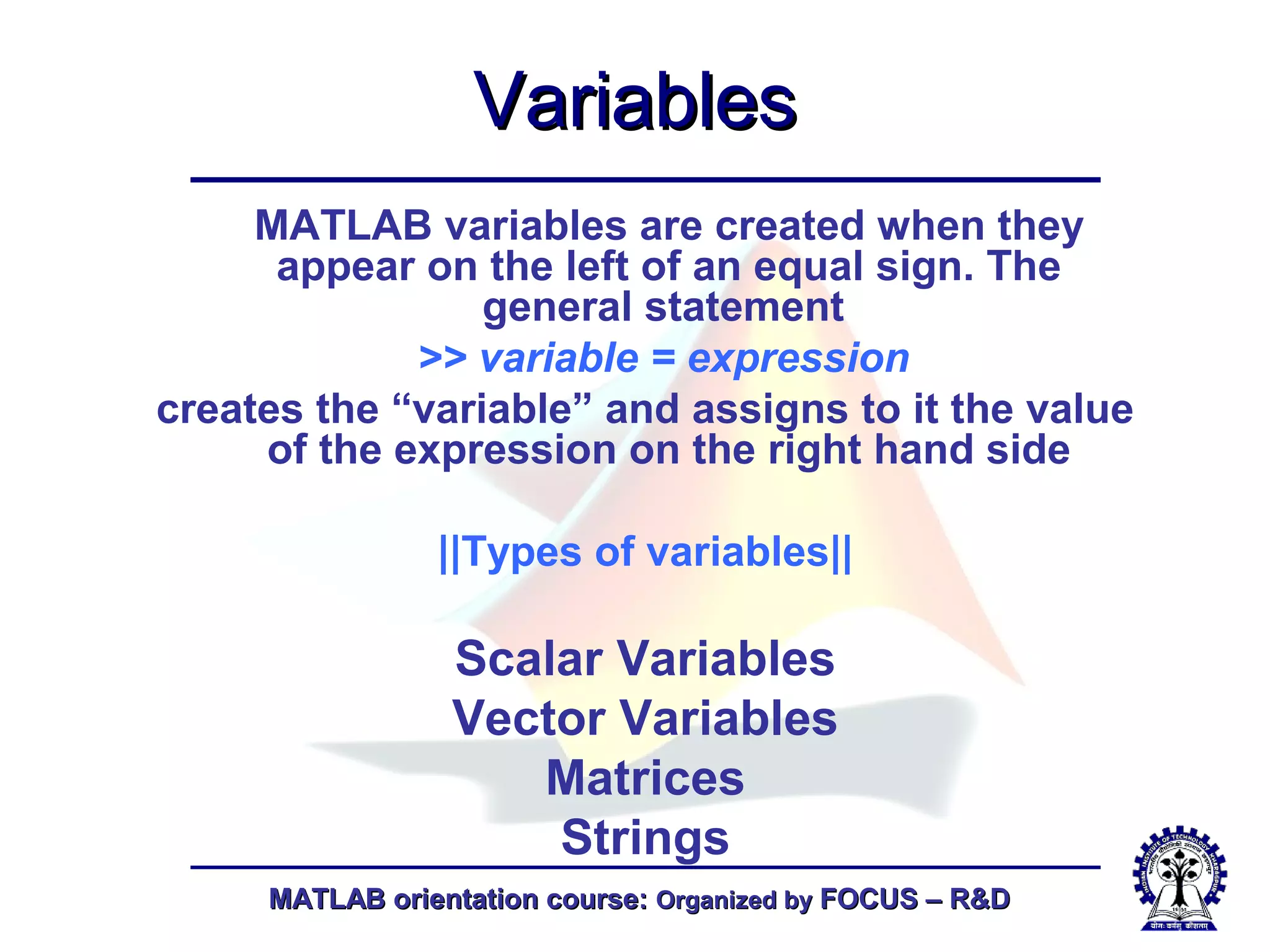 Fundamentals of matlab | PPT