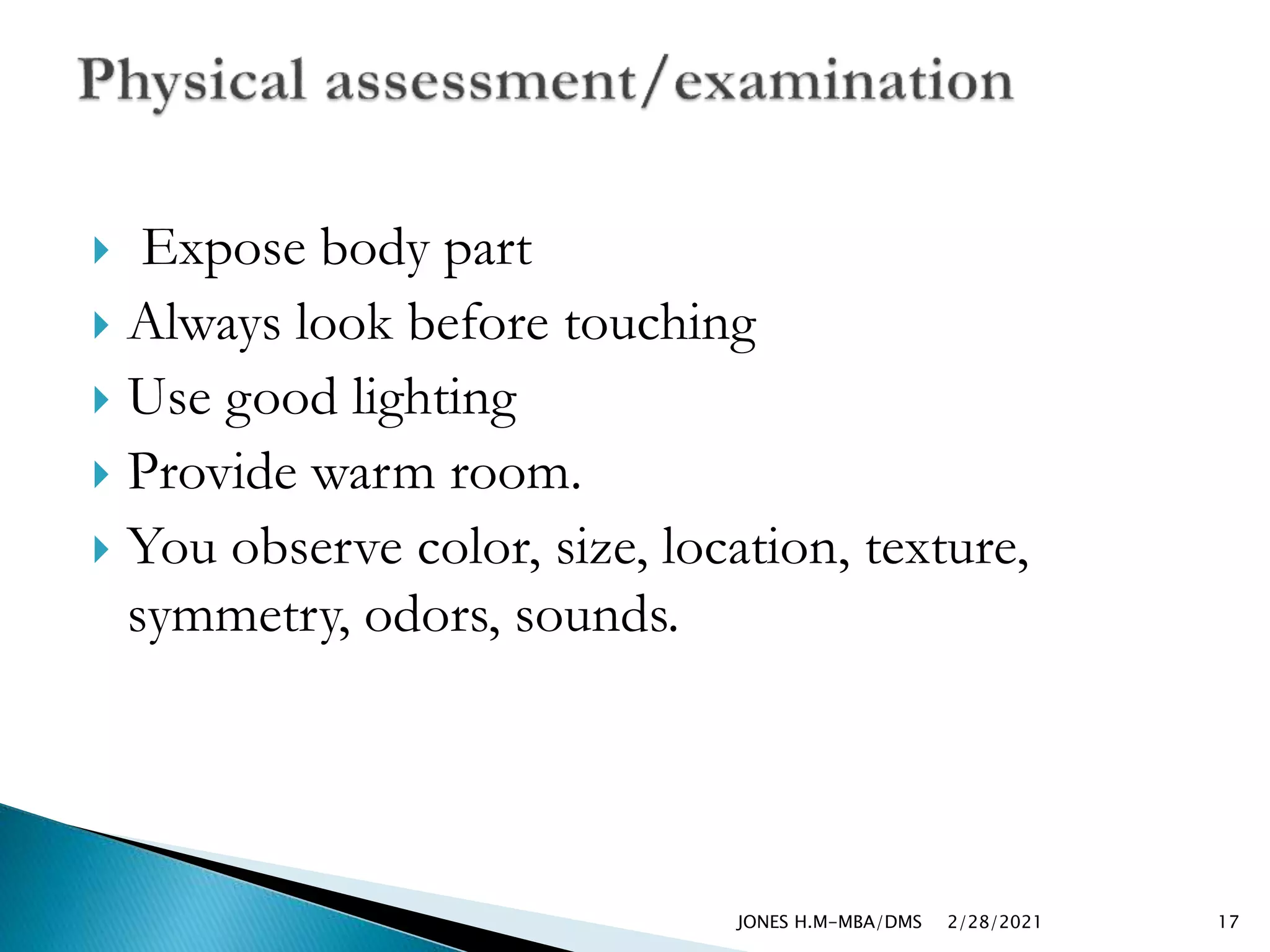 Fundamentals of nursing physical examination | PPTX