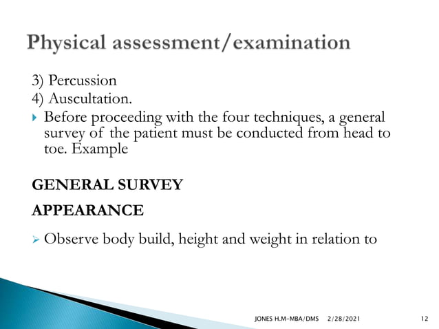 Fundamentals of nursing physical examination | PPTX