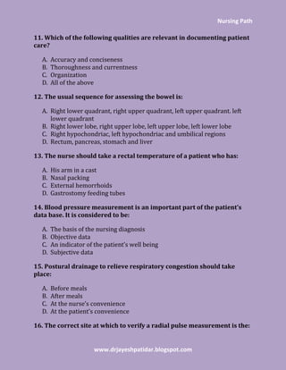 Fundamentals of nursing practice exa1 | PDF