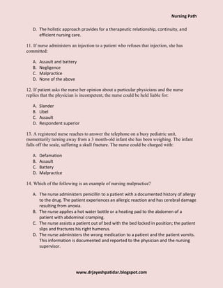 Fundamentals of nursing practice exam | PDF