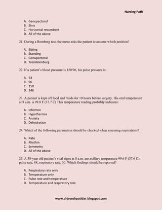 Fundamentals of nursing practice exam | PDF