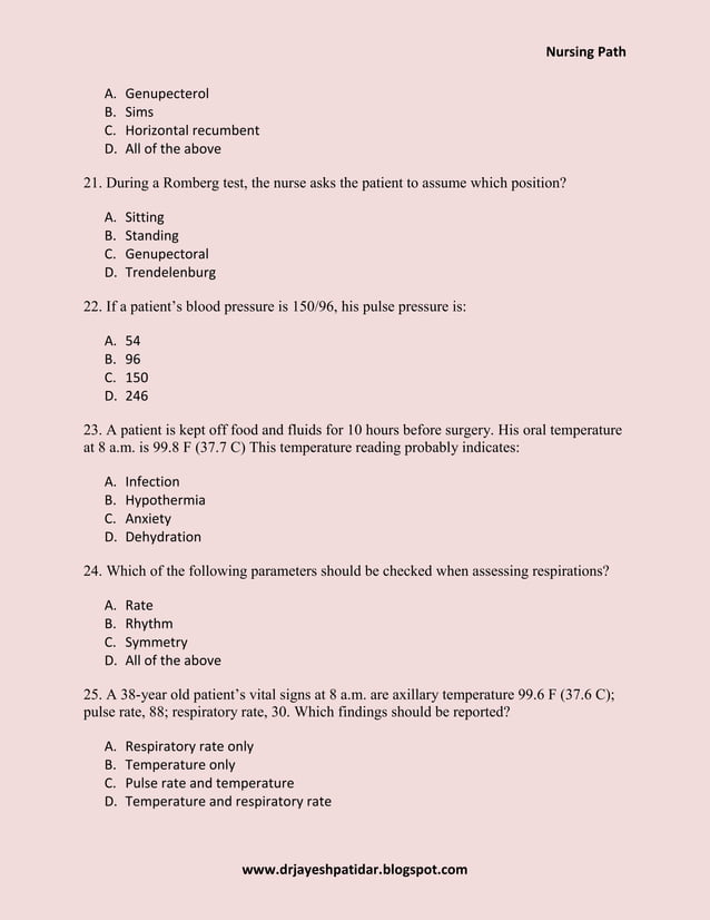 Fundamentals of nursing practice exam | PDF