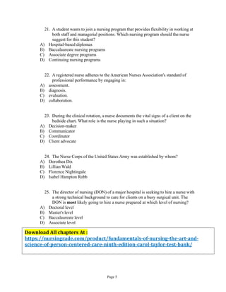 Fundamentals of Nursing The Art and Science of Person-Centered Care ...