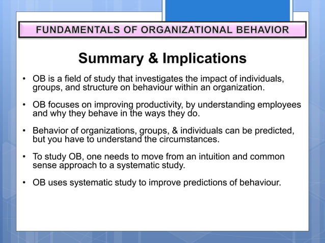Fundamentals of organizational behavior | PPTX | Business | Business ...