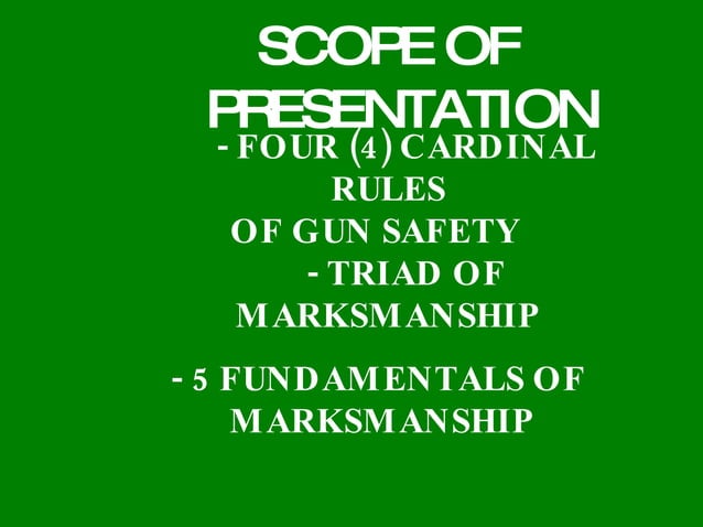 Fundamentals Of Pistol Marksmanship | PPT | First Aid | Injuries