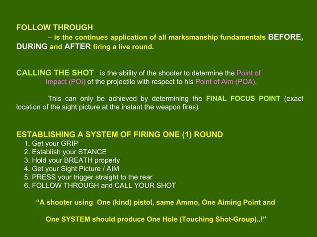 Fundamentals Of Pistol Marksmanship