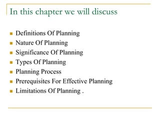 Fundamentals of planning | PPTX