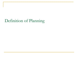 Fundamentals of planning | PPTX