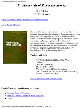 Fundamentals of Power Electronics - R. W. Erickson.pdf | Computer Networking | Computing