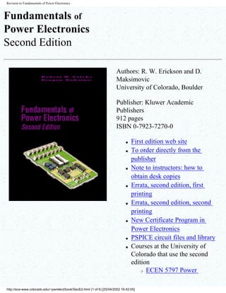 Fundamentals of Power Electronics - R. W. Erickson.pdf | Computer Networking | Computing