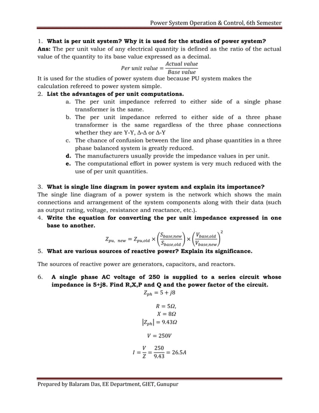 Fundamentals of power system | PDF