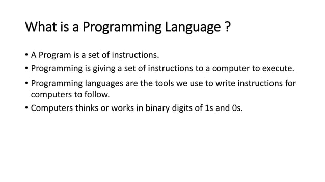 Fundamentals of Programming and Language Processors | PPTX