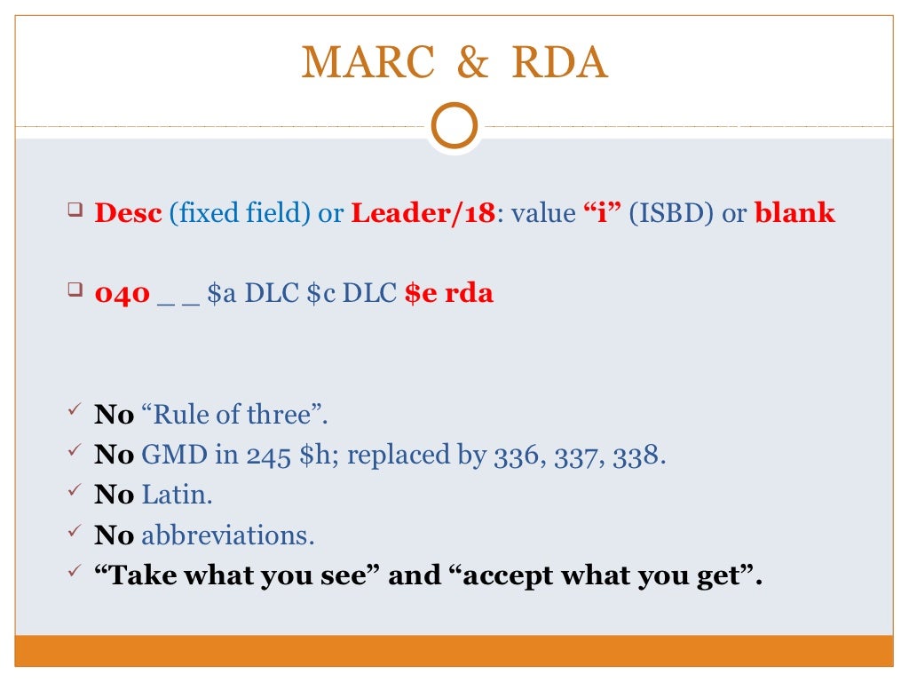 Fundamentals of RDA: Resource Description & Access