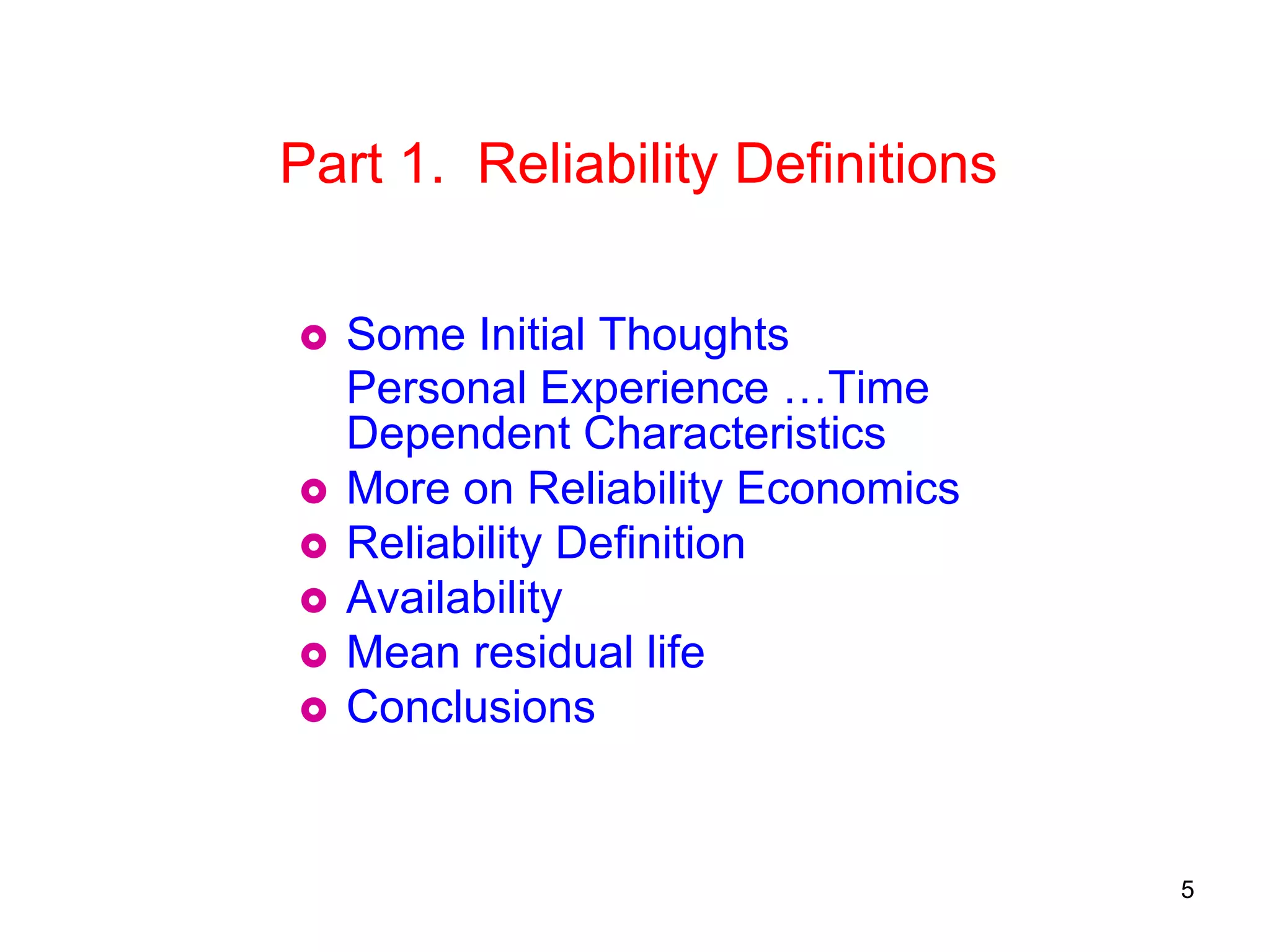 Fundamentals of reliability engineering and applications part1of3 | PDF