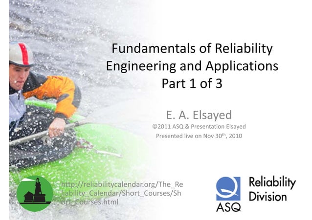 Fundamentals of reliability engineering and applications part1of3 | PDF