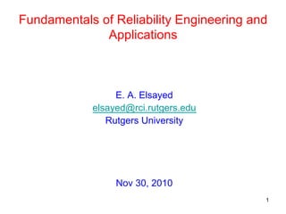 Fundamentals of reliability engineering and applications part1of3 | PDF