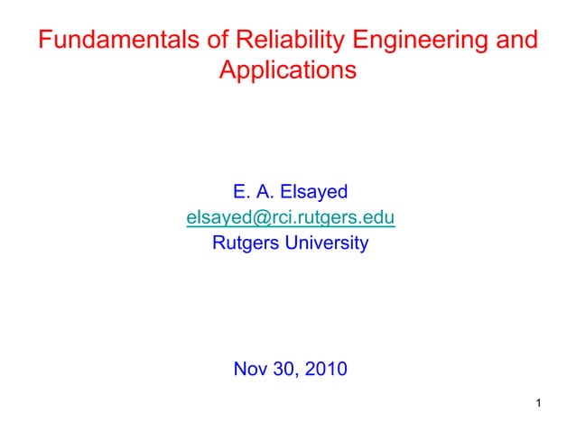 Fundamentals of reliability engineering and applications part1of3 | PDF