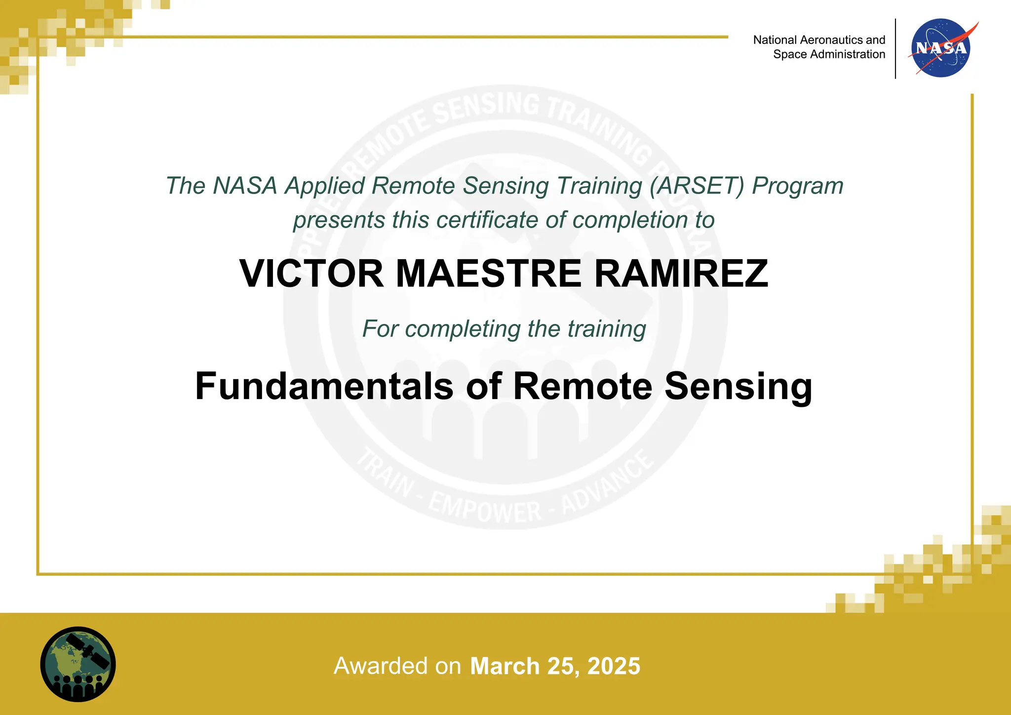 Fundamentals of Remote Sensing - NASA Certificate | PDF