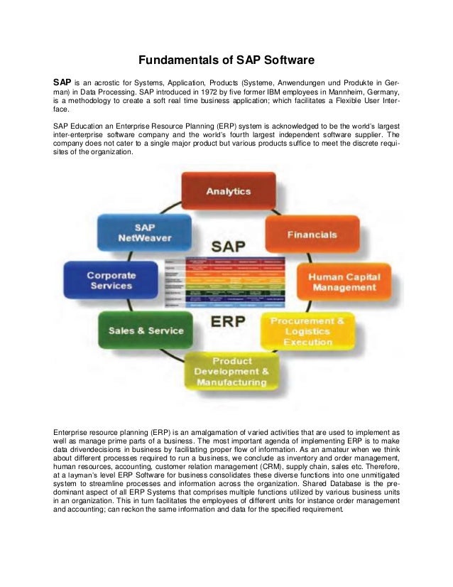 Fundamentals of sap software
