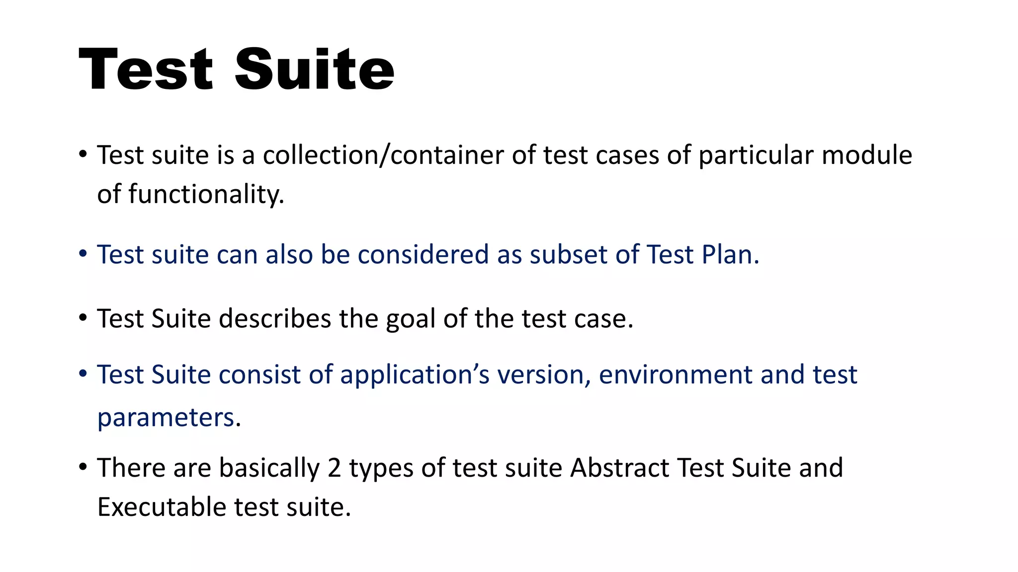 Fundamentals of software 2 | Test Case | Test Suite | Test Plan | Test ...
