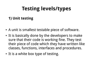 Fundamentals of software testing | PPT