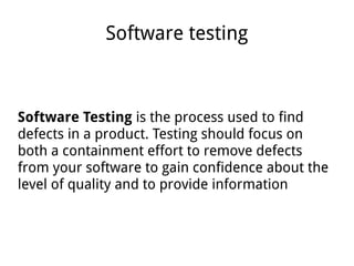 Fundamentals of software testing | PPT