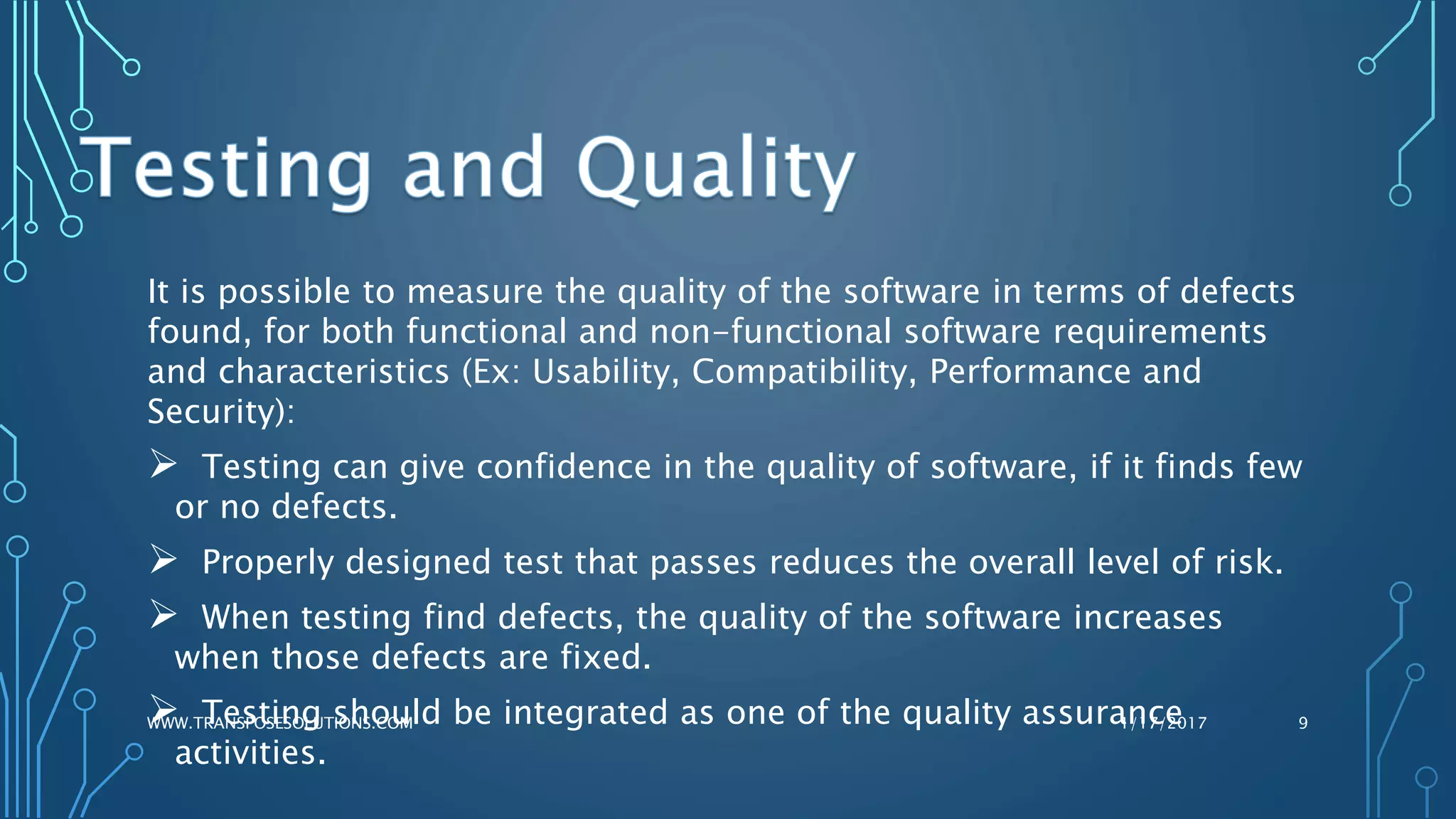 Fundamentals of software testing | PPT