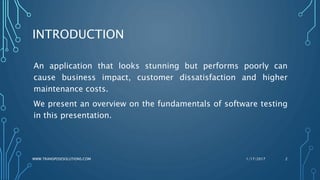 Fundamentals of software testing | PPT