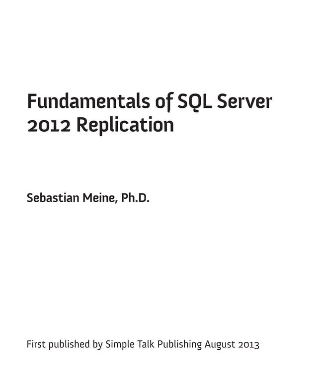 Fundamentals of sql server 2012 replication e book | PDF