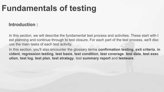 Fundamentals of testing | PPTX