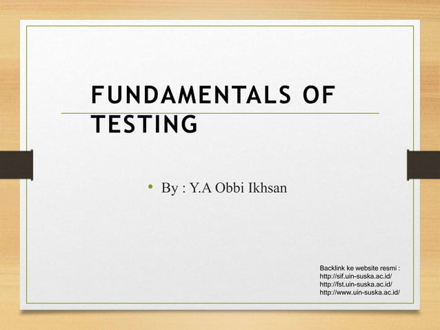 Fundamentals of testing | PPT
