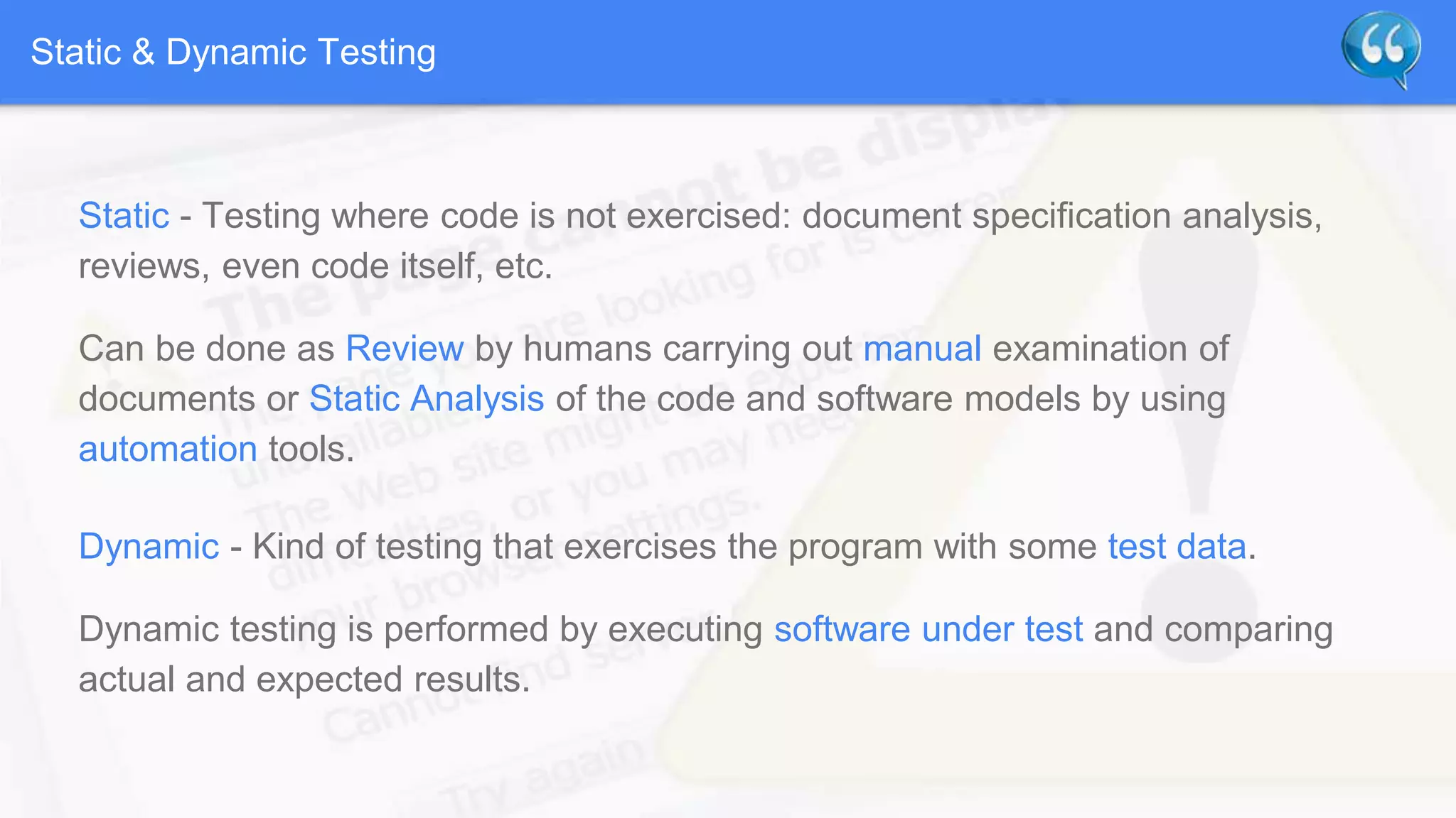 Fundamentals of Testing Section 1/6 | PPTX