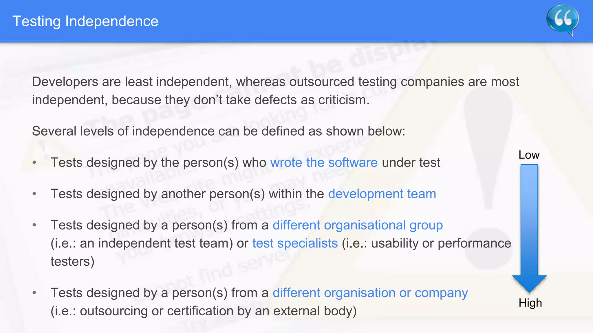 Fundamentals of Testing Section 1/6 | PPTX
