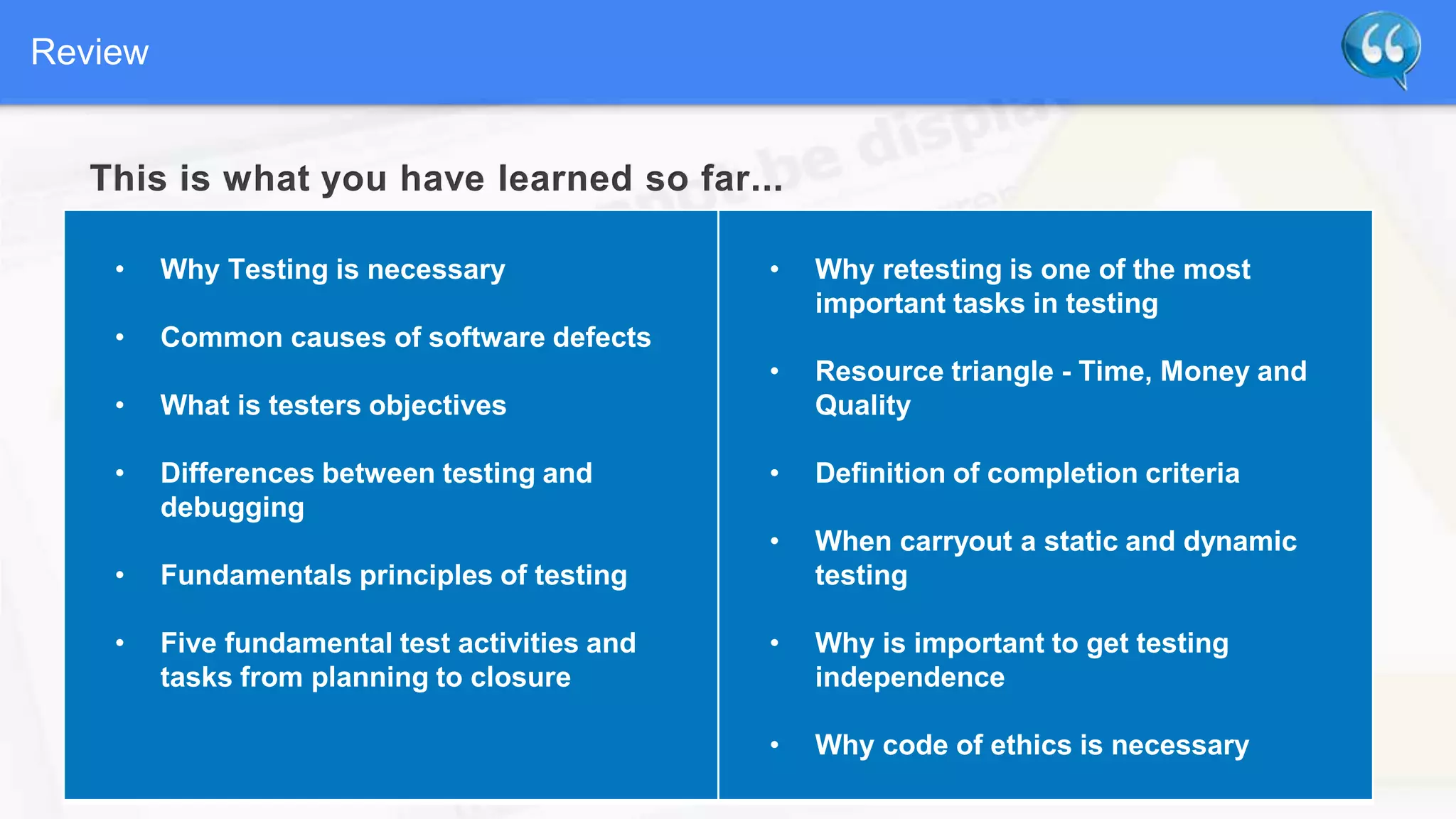 Fundamentals of Testing Section 1/6 | PPTX