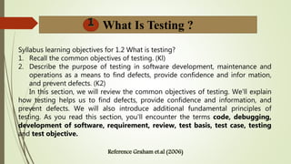 Fundamentals of testing what is testing (reference graham et.al (2006 ...