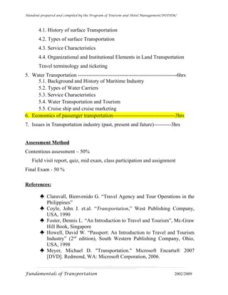 fundamentals of transportation(1) Reading material for tourism.docx
