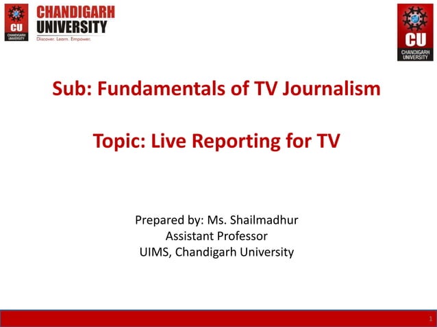 Live Reporting for TV | PPTX | Technology & Computing