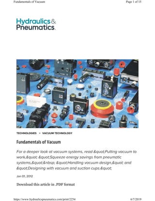 Fundamentals of vacuum | PDF