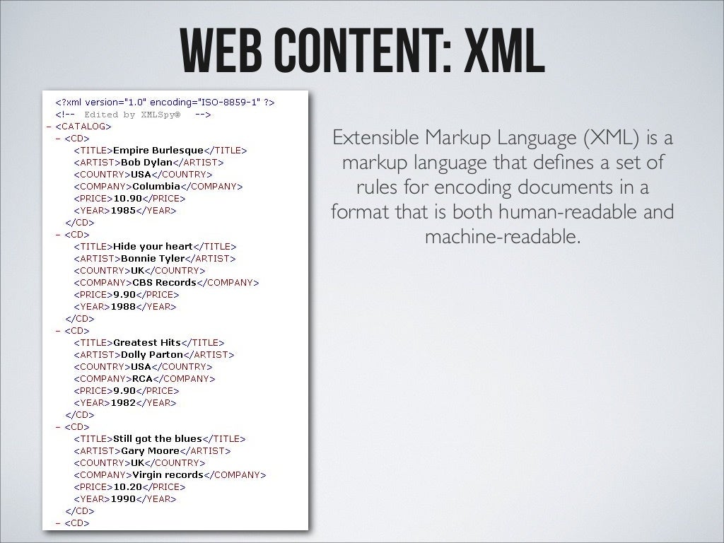 Web Content Xml Extensible Markup