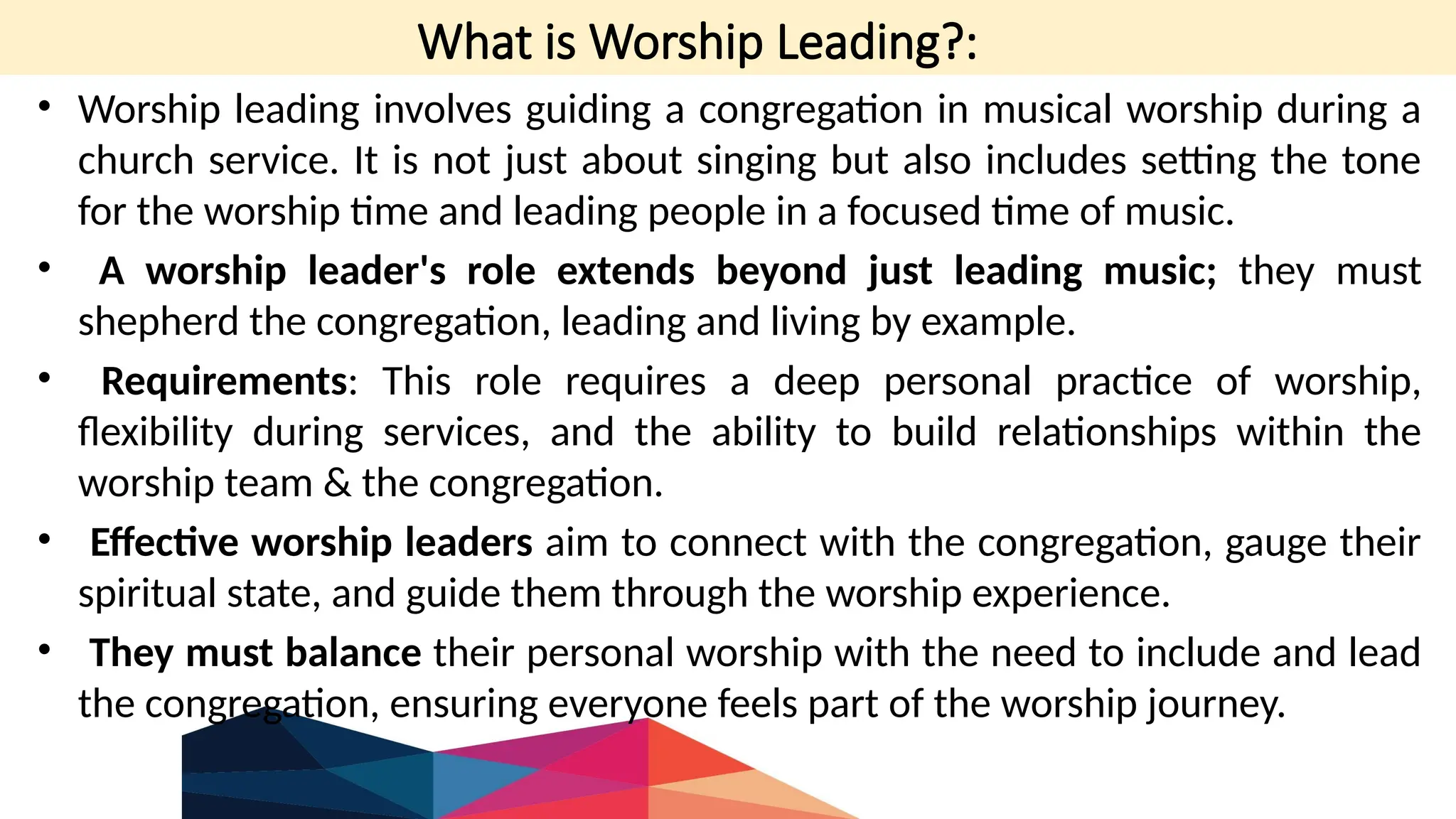 Fundamentals of worship Leading 20202pptx | PPTX