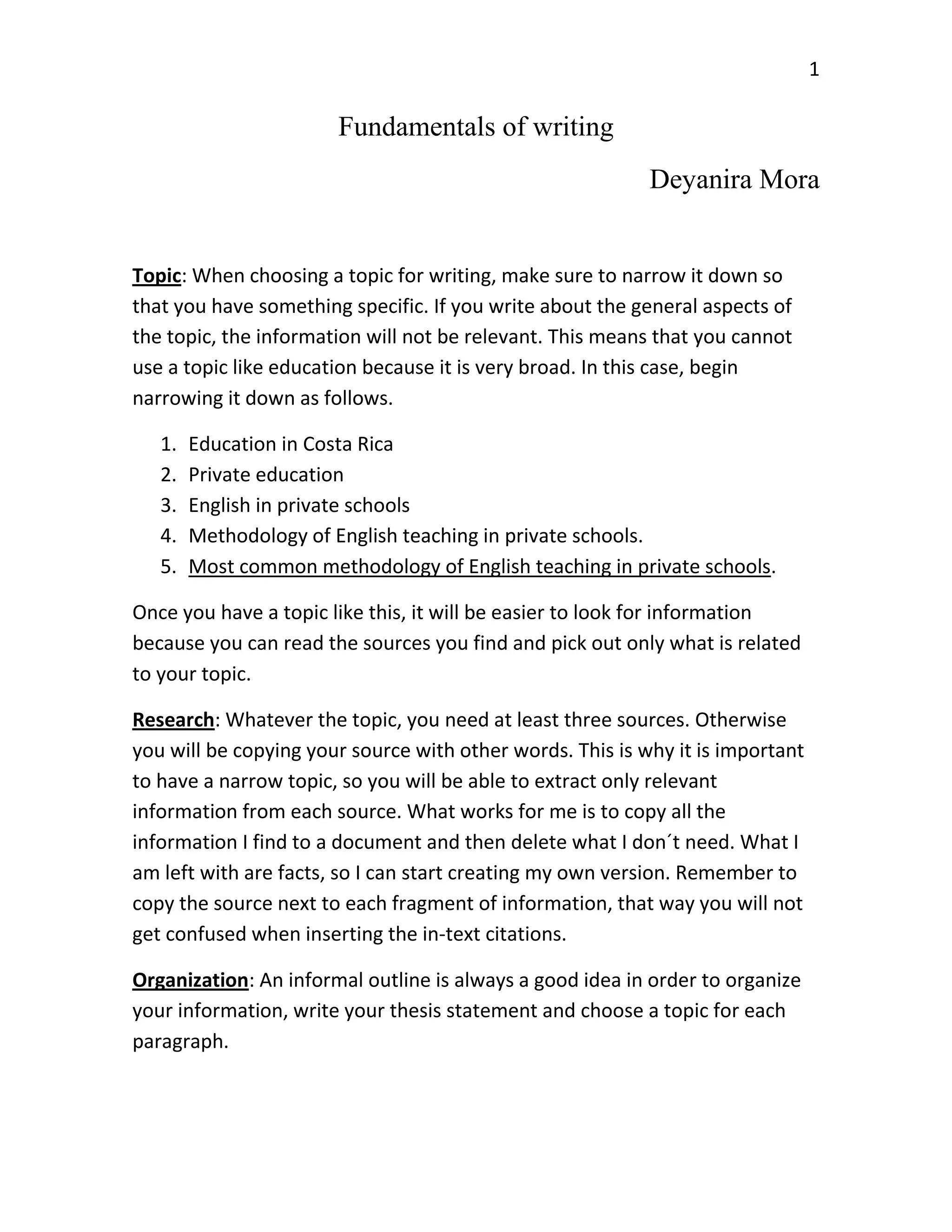 Fundamentals of Writing | DOCX