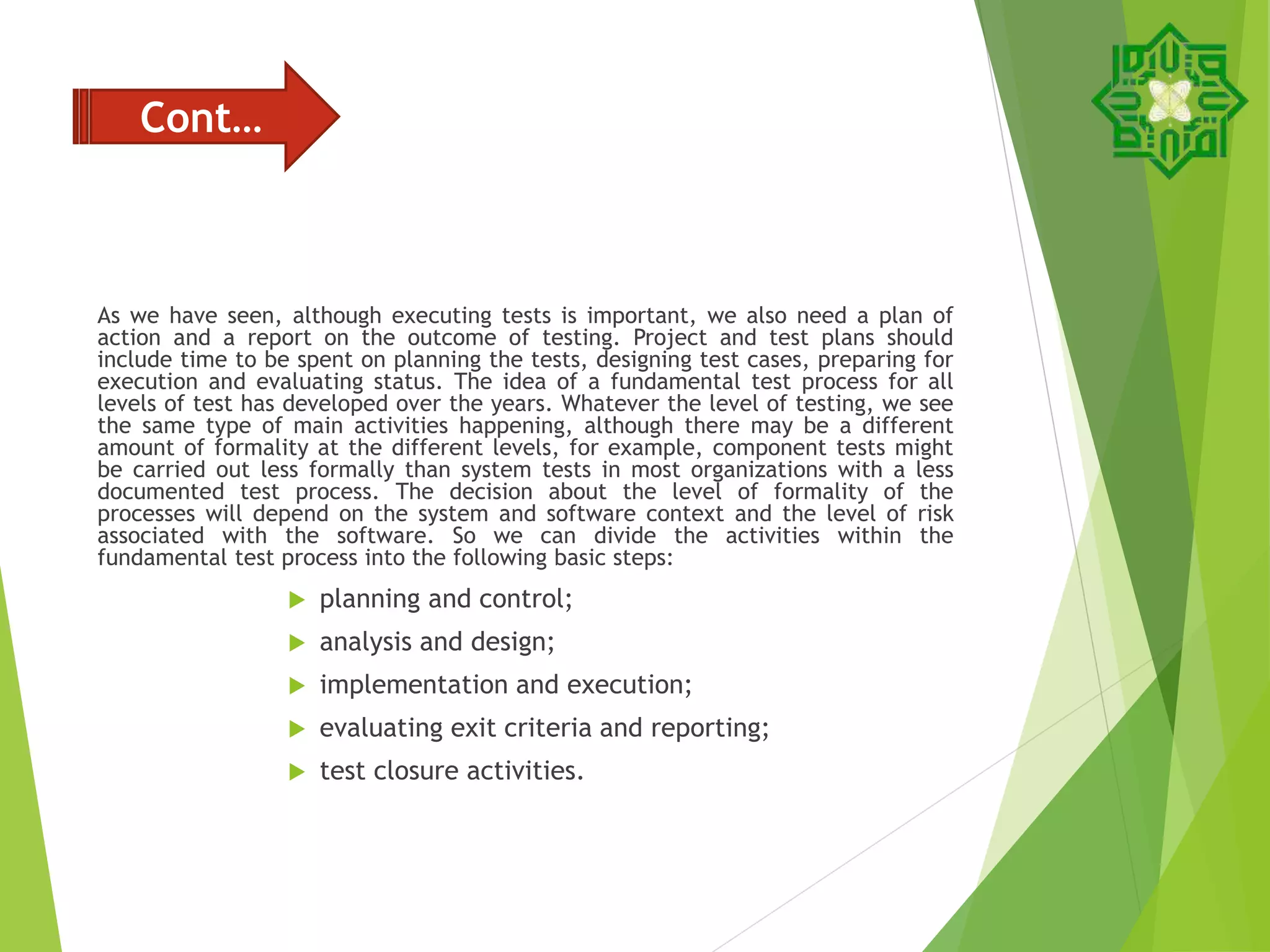 Fundamental test process | PPTX | Standardized Testing | Educational ...