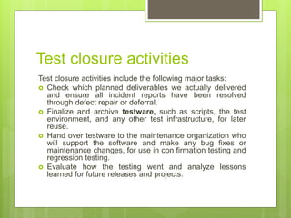 Fundamental test process (TESTING IMPLEMENTATION SYSTEM) | PPT