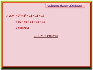 Fundamental theorem of arithmetic maths | PPT