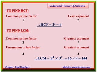 Real numbers - Fundamental theorem of arithmetic real number for class 10th maths. | PPTX