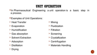 Fundamental of Unit Operation. Pharmaceutical engineering | PPTX