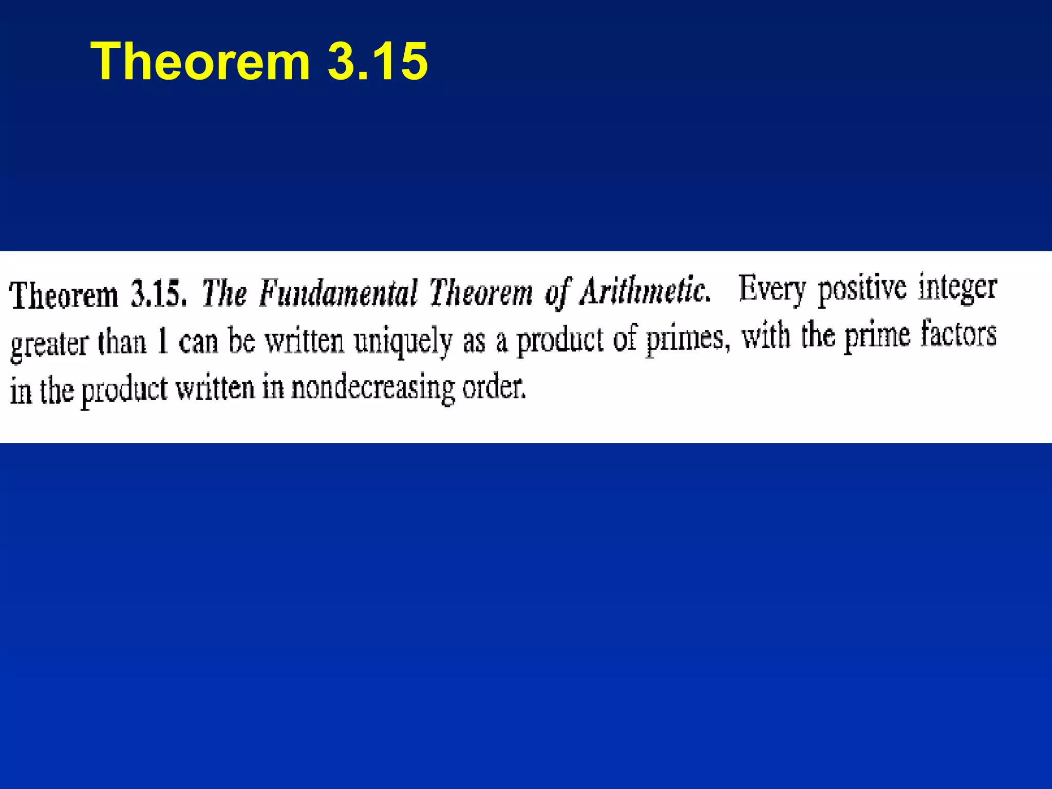 Fundamentar theorem of artihmetic | PPT